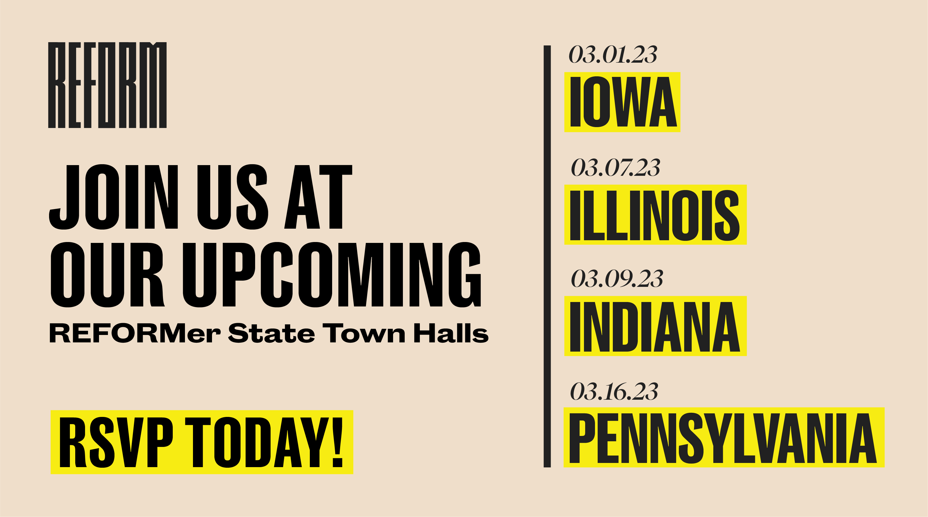 Join Us For A Virtual REFORMer Town Hall In Your State - REFORM Alliance